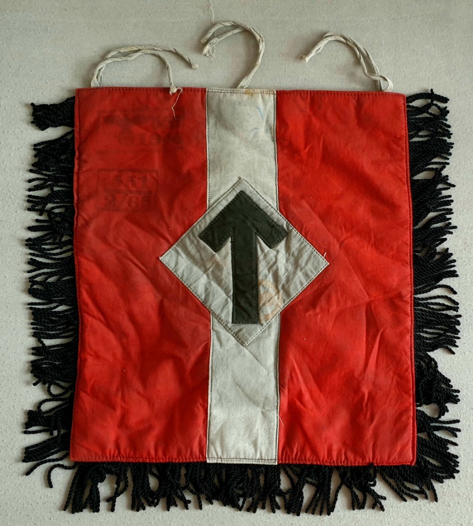 WW2 German Nazi Hitler Youth nice thick and heavy banner flag marked HJ ...