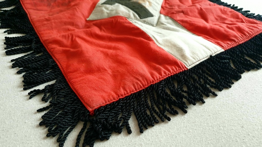 WW2 German Nazi Hitler Youth nice thick and heavy banner flag marked HJ ...