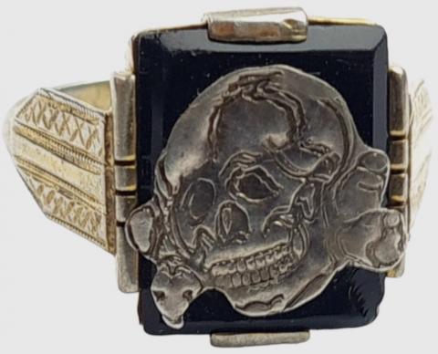 WW2 German Nazi High leader TOTENKOPF skull fancy silver ring panzer ...