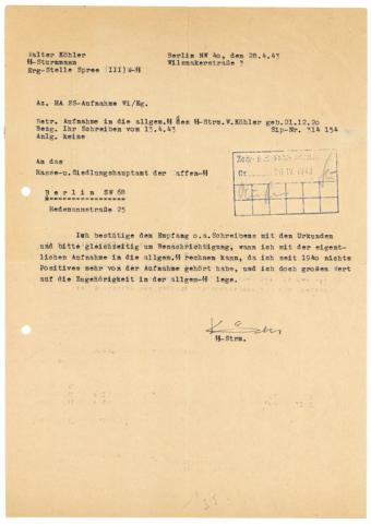 WW2 German Nazi WAFFEN SS hand made signed SS officer document - letter ...