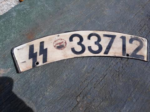 WW2 GERMAN NAZI WAFFEN SS MOTORCYCLE LICENCE PLATE SIGN VEHICULE STAMPED