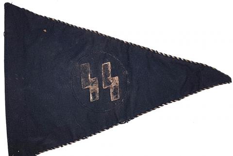 WW2 GERMAN NAZI WAFFEN SS CAR PENNANT FLAG WITH SS RUNES BOTH SIDES