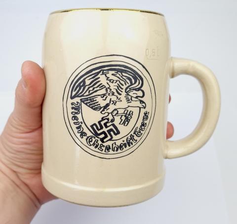Waffen SS porcelain beer mug with swastika, eagle, SS runes and ss ...