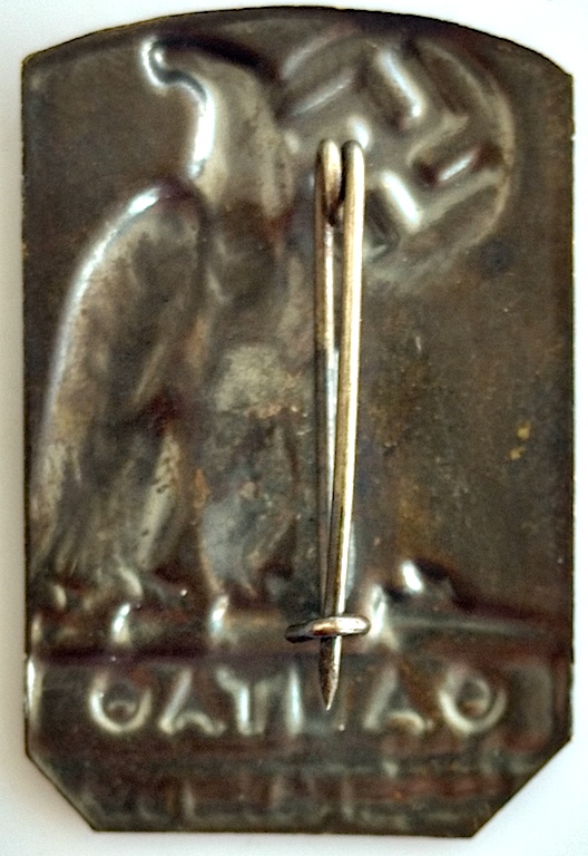 WW2 GERMAN NAZI 1937 GAUTAG PIN WITH NICE EAGLE & SWASTIKA