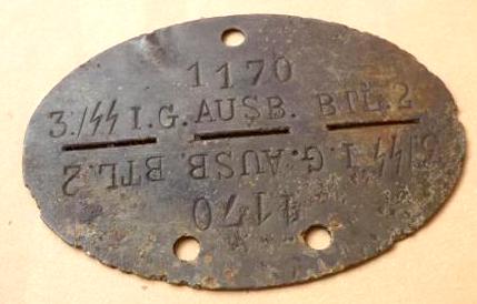 WAFFEN SS INFANTRY - ARTILLERY TRAINING DIVISION DOGTAG DOG TAG ID DISC