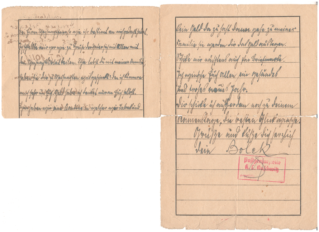 WW2 GERMAN NAZI CONCENTRATION CAMP AUSCHWITZ INMATE PERSONAL LETTER