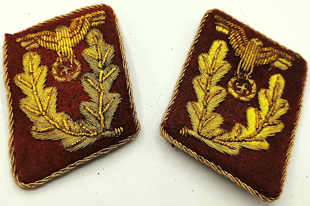 WW2 GERMAN NAZI HIGH RANK NSDAP OFFICER COLLAR TAB SET TUNIC REMOVED ...