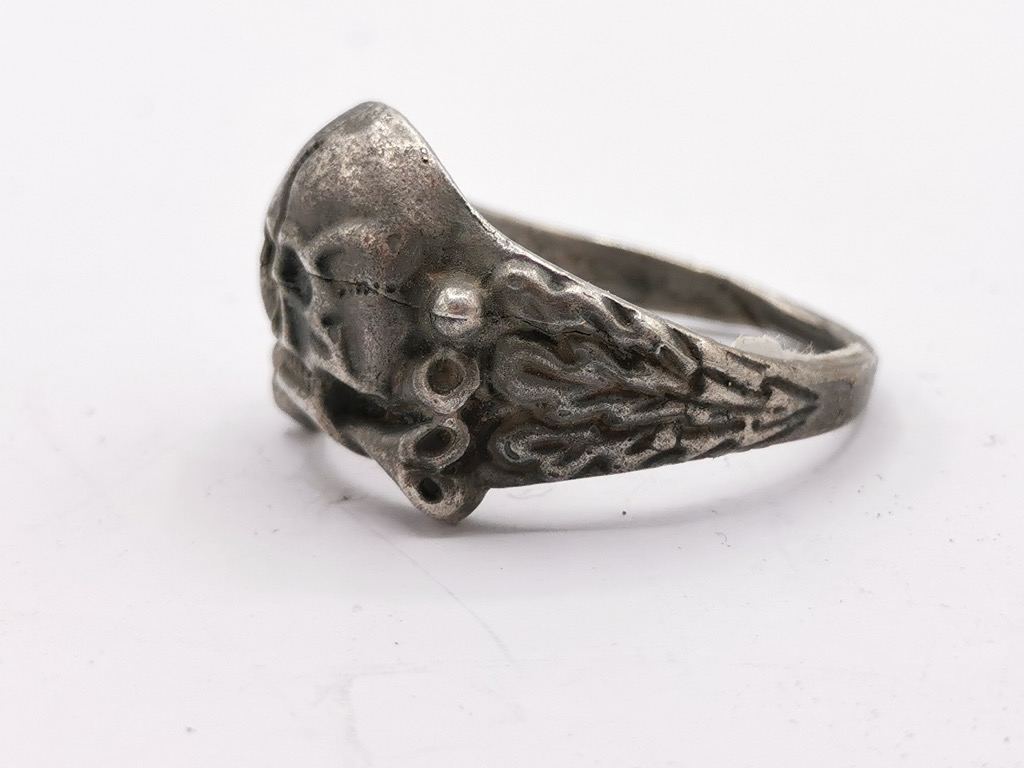WW2 GERMAN NAZI WAFFEN SS TOTENKOPF SKULL OFFICER RING EARLY PANZER