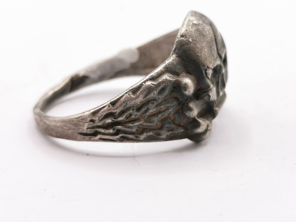 WW2 GERMAN NAZI WAFFEN SS TOTENKOPF SKULL OFFICER RING EARLY PANZER