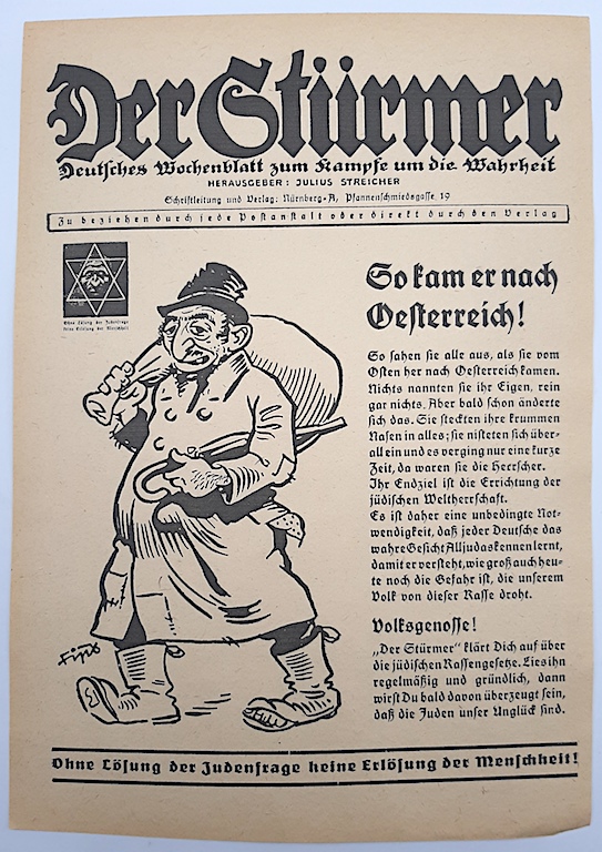 1930s German Nazi DER STURMER PROMO WALL POSTER ANTI JEWISH ANTISEMITIC ...