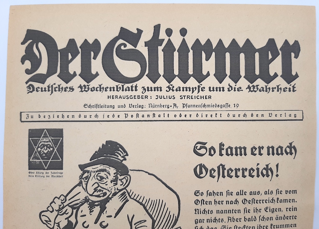 1930s German Nazi DER STURMER PROMO WALL POSTER ANTI JEWISH ANTISEMITIC ...